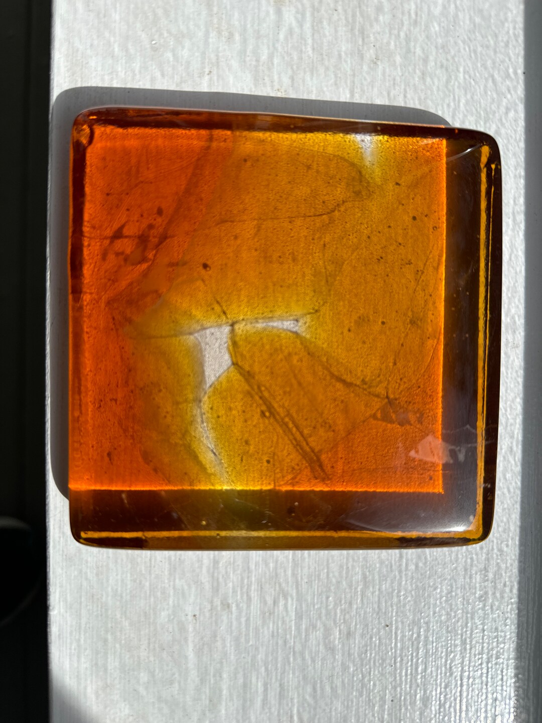 Blenko Architectural 4 Inch Glass Tile 3118 Gold / Amber With Clear ...