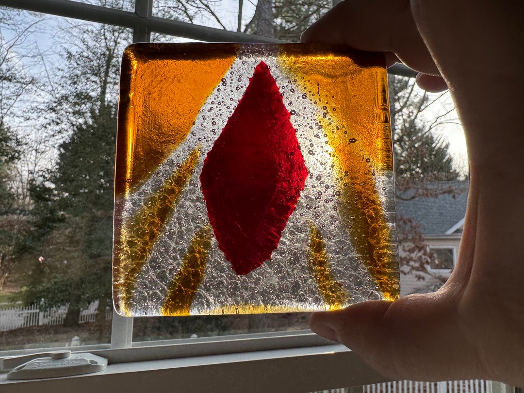 Blenko Architectural 4 Inch Glass Tile 3118 R Gold / Amber / Red on ...