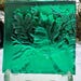 Blenko Dalle De Verre - Fall / Christmas Green Glass Slab With Leaves ...