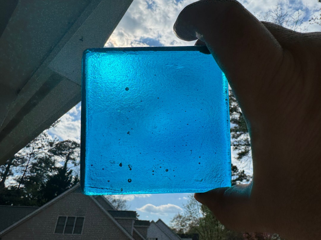 Blenko Architectural 4 Inch Glass Tile - 3443 Bright Blue / Green - Etsy