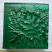 Blenko Dalle De Verre - Fall / Christmas Green Glass Slab With Leaves ...