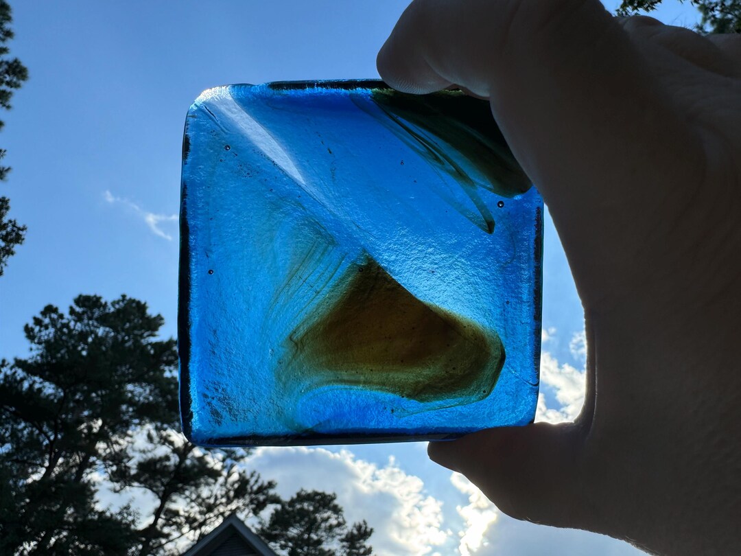 Blenko Architectural 4 Inch Glass Tile - 3037 Light Blue With Large ...