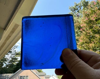 Blenko Architectural 4 Inch Glass Tile Multi-colored Blue on Clear - Etsy