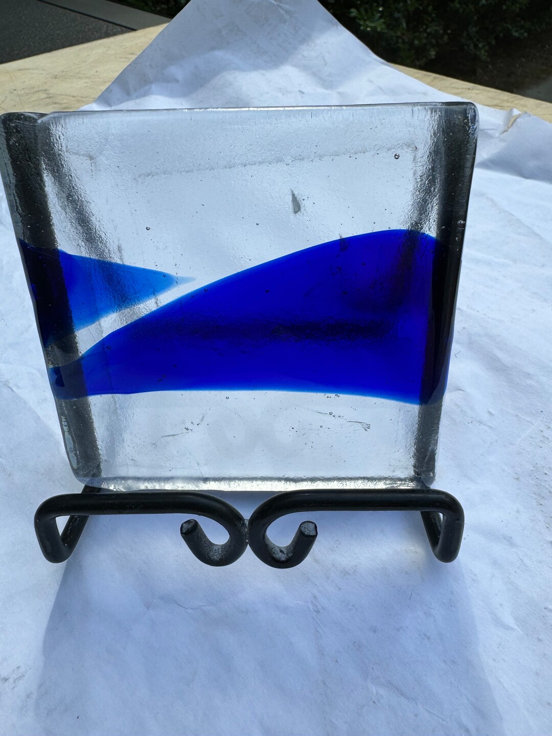 Blenko Architectural 4 Inch Glass Tile - 3205 Clear With Medium Blue - Etsy