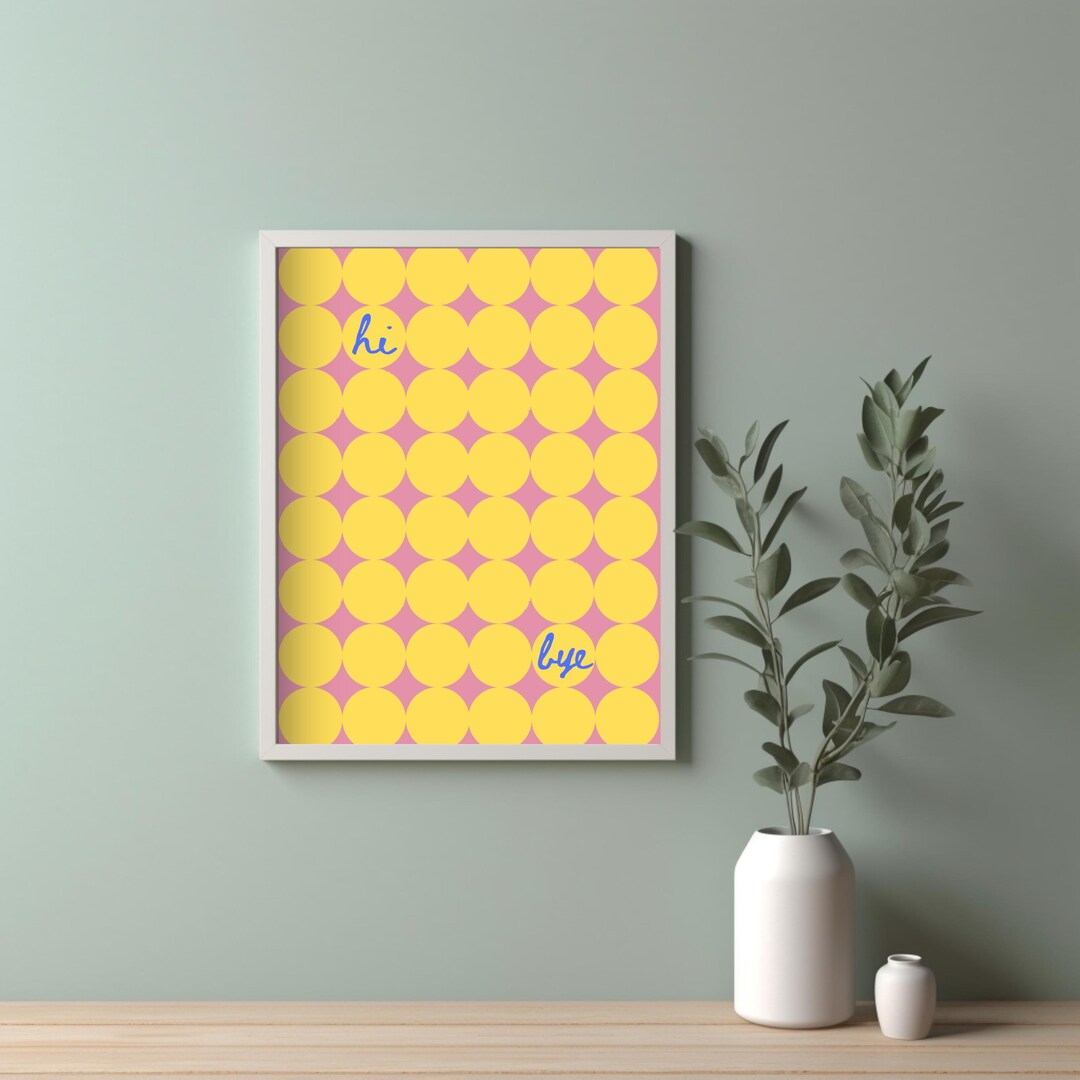 Hi & Bye Lemon Dots Printable Art Retro Cute and Trendy Minimal Print ...
