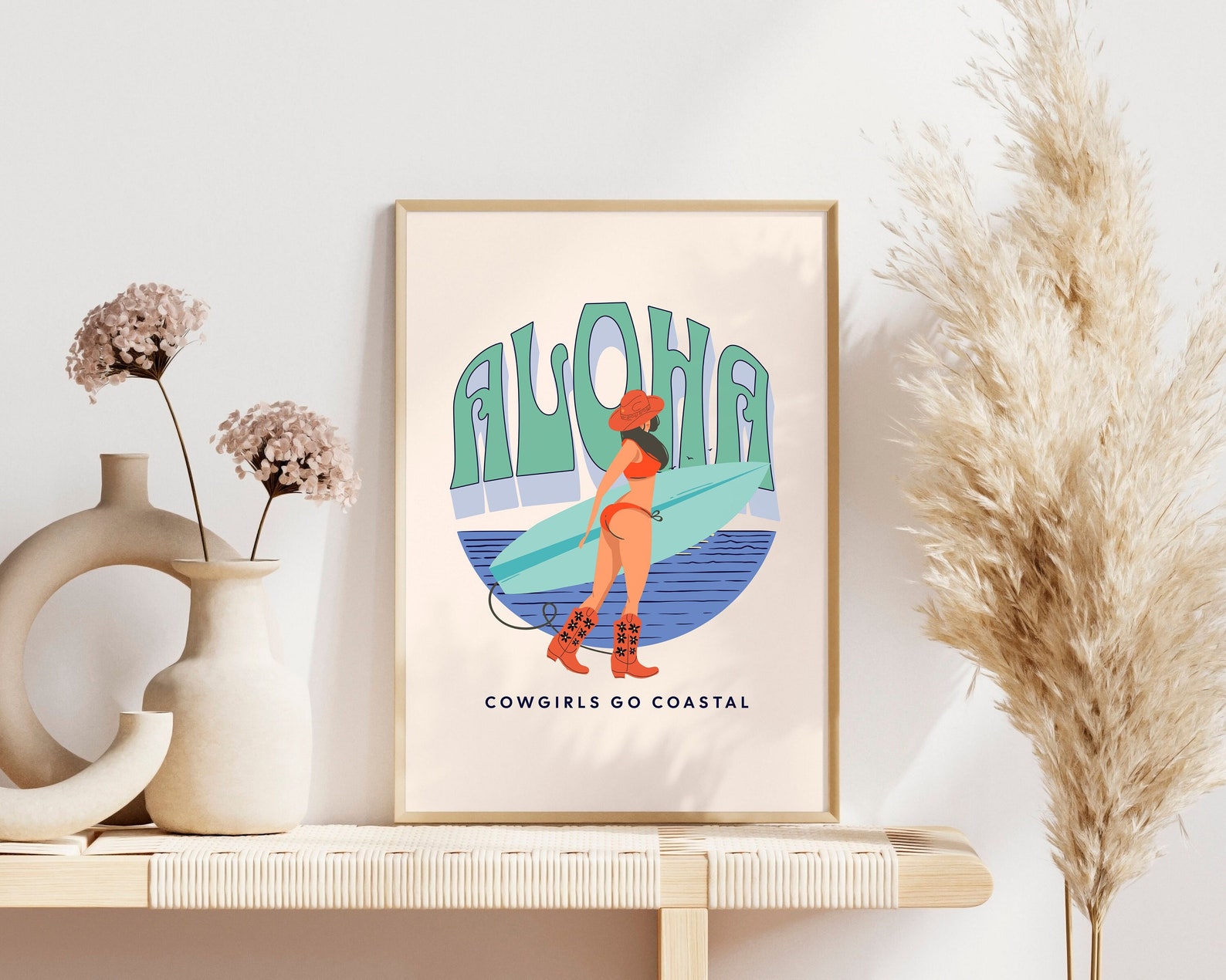 Aloha Howdy Posters Coconut Girl Room Decor Preppy Western Wall Art ...