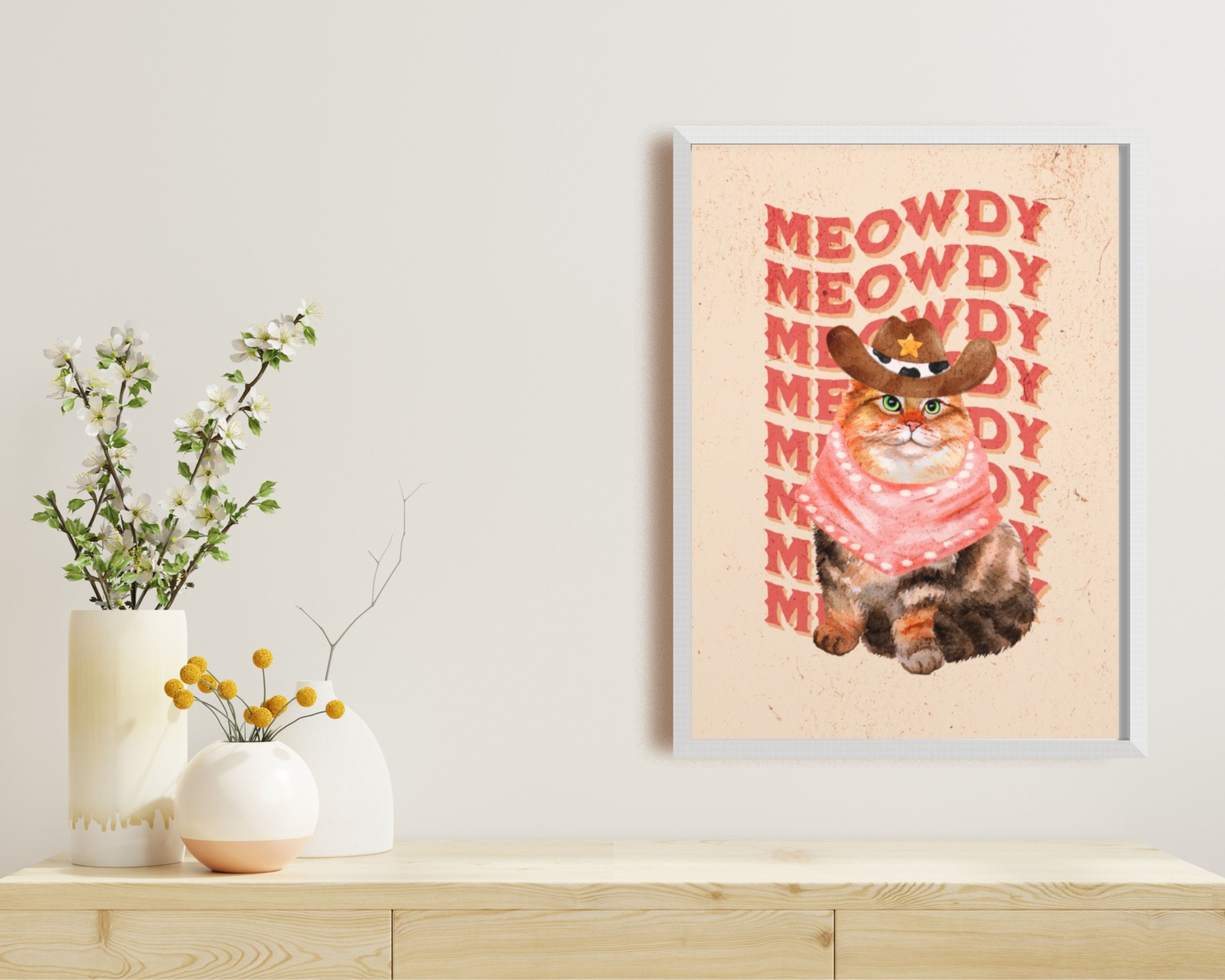 Meowdy Howdy Cat Posters Coconut Girl Room Decor Cat Mom Print - Etsy