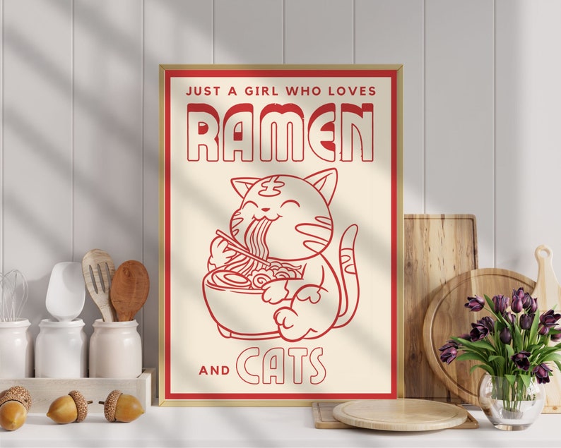 Ramen Posters Girly Ramen Lover Print Ramen Gifts Anime Ramen Bowl ...
