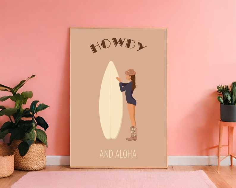 Aloha Howdy Posters Coconut Girl Room Decor Preppy Western Wall Art ...