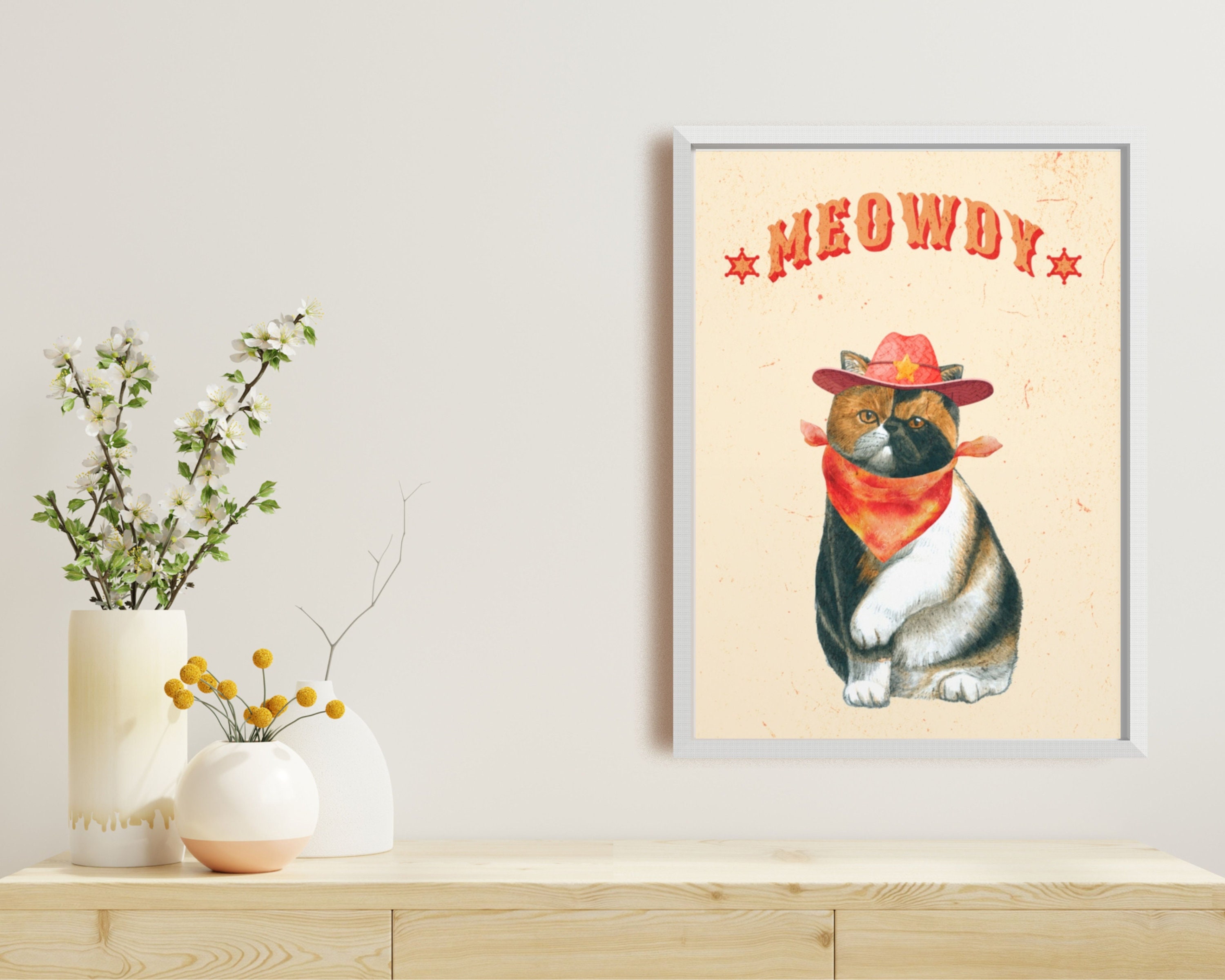 Meowdy Howdy Cat Posters Coconut Girl Room Decor Cat Mom Print Preppy ...