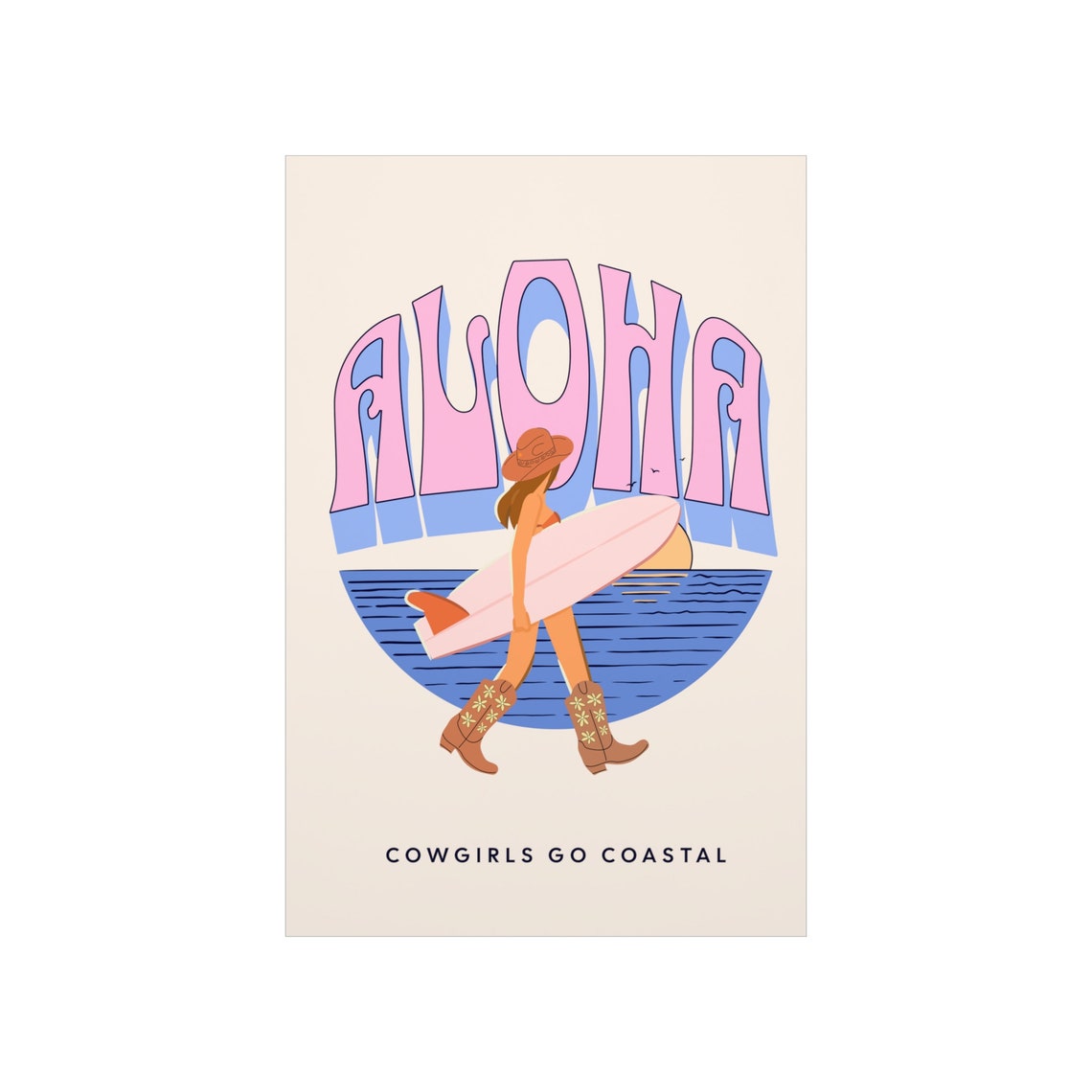 Aloha Howdy Posters Coconut Girl Room Decor Preppy Western Wall Art ...