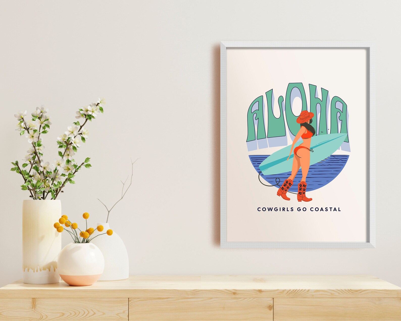 Aloha Howdy Posters Coconut Girl Room Decor Preppy Western Wall Art ...