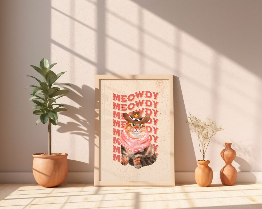 Meowdy Howdy Cat Posters Coconut Girl Room Decor Cat Mom Print Preppy ...