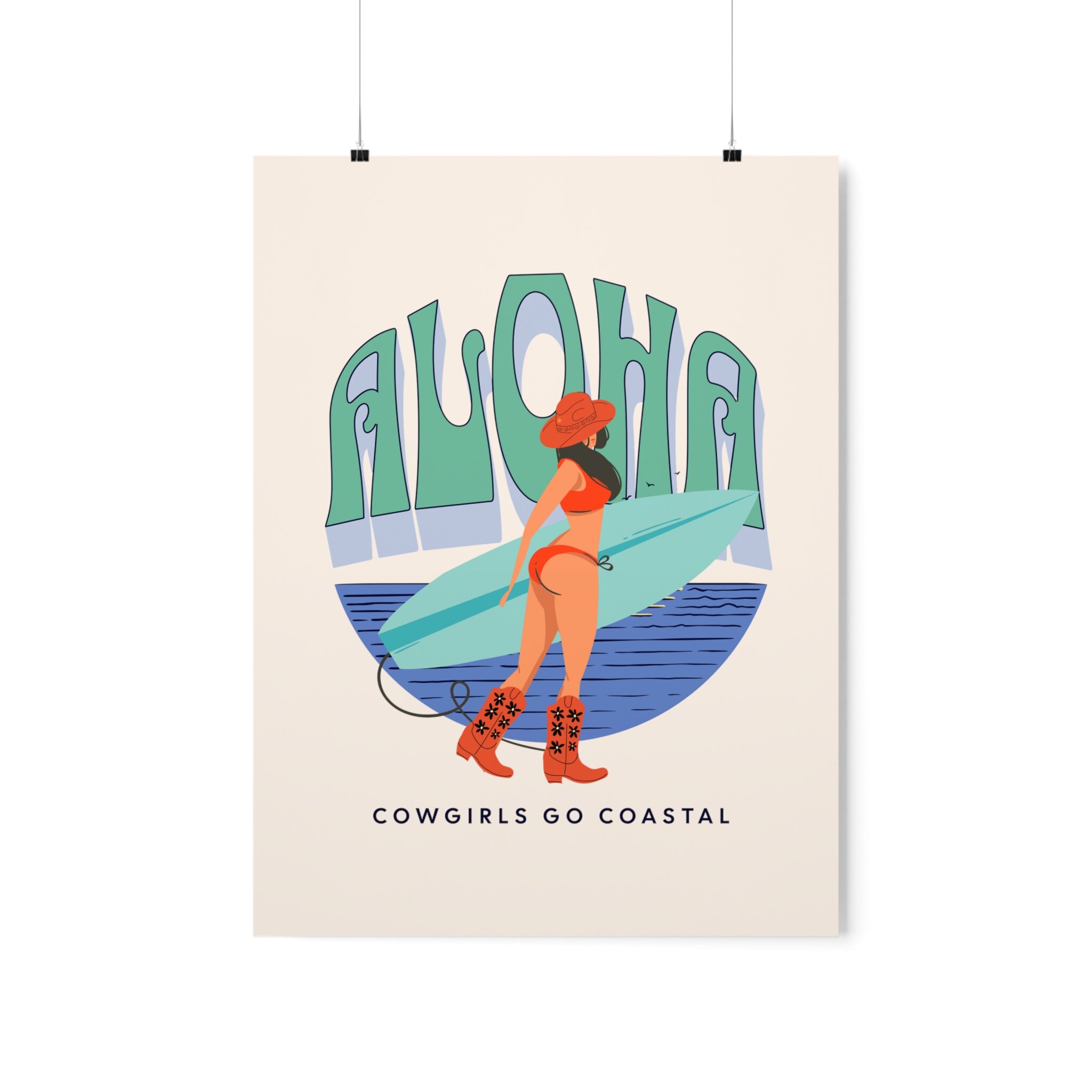 Aloha Howdy Posters Coconut Girl Room Decor Preppy Western Wall Art ...