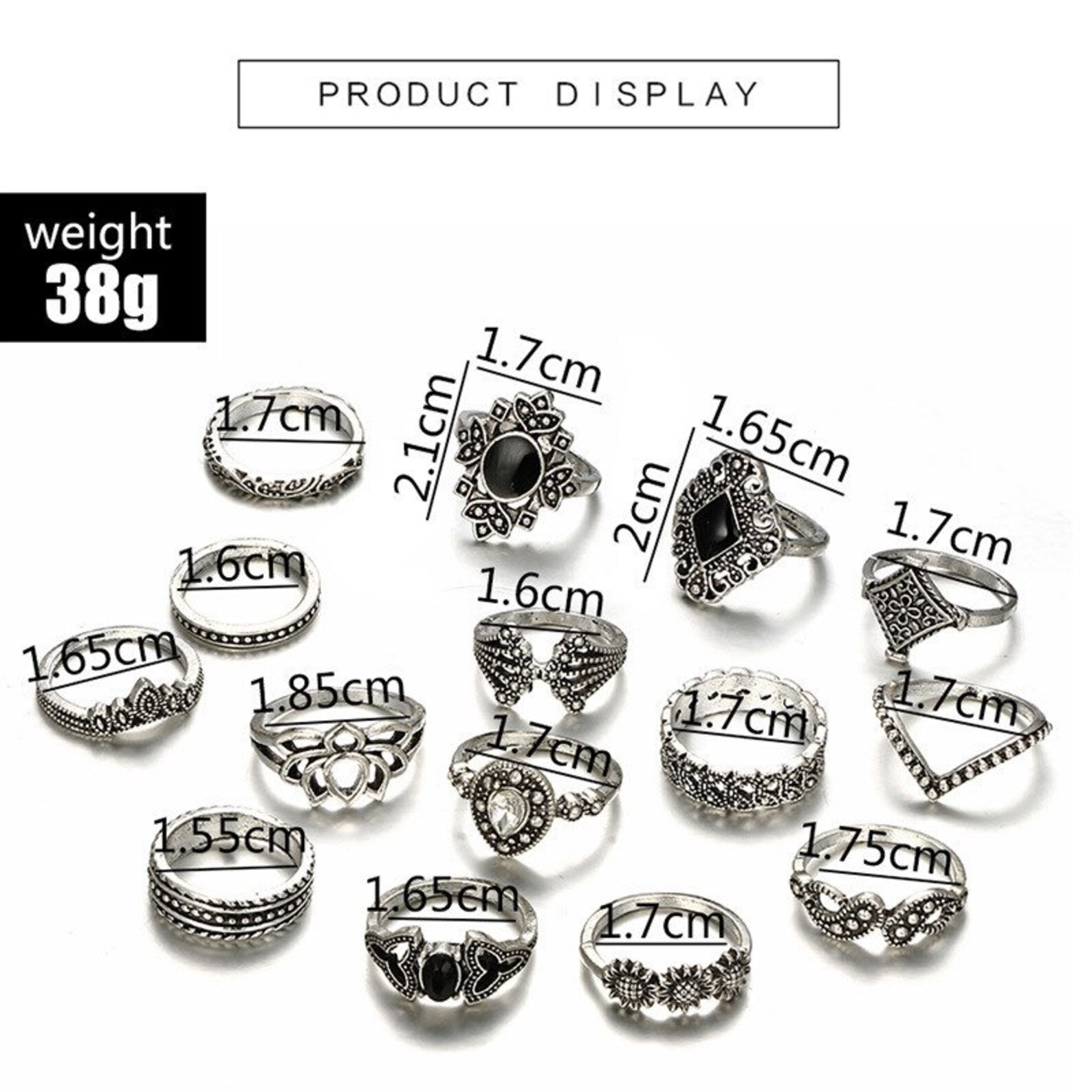 15 Piece Ring Set,stackable Rings,boho Ring Set,vintage Rings, Retro ...