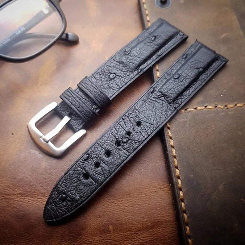 Ostrich Skin Handmade Genuine Leather Watchband Exotic Watch Strap ...