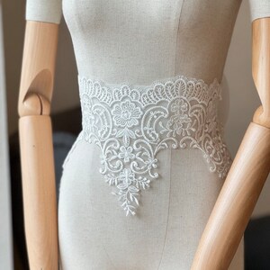 Tulle Bow Bridal Sash, Ivory Flower Beaded Lace Sash Belt, Wedding Sash ...