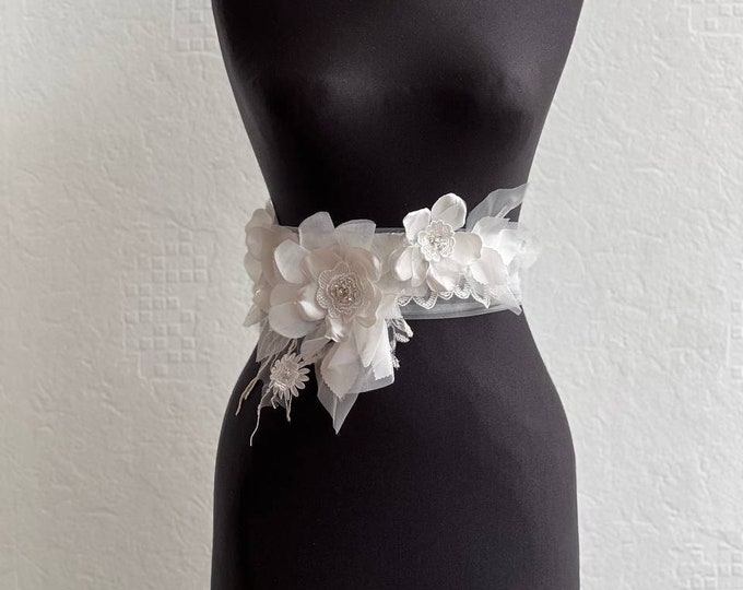 Wedding Dress Belt / Floral Belt / Ivory Wedding Belt/ Wedding Sash ...