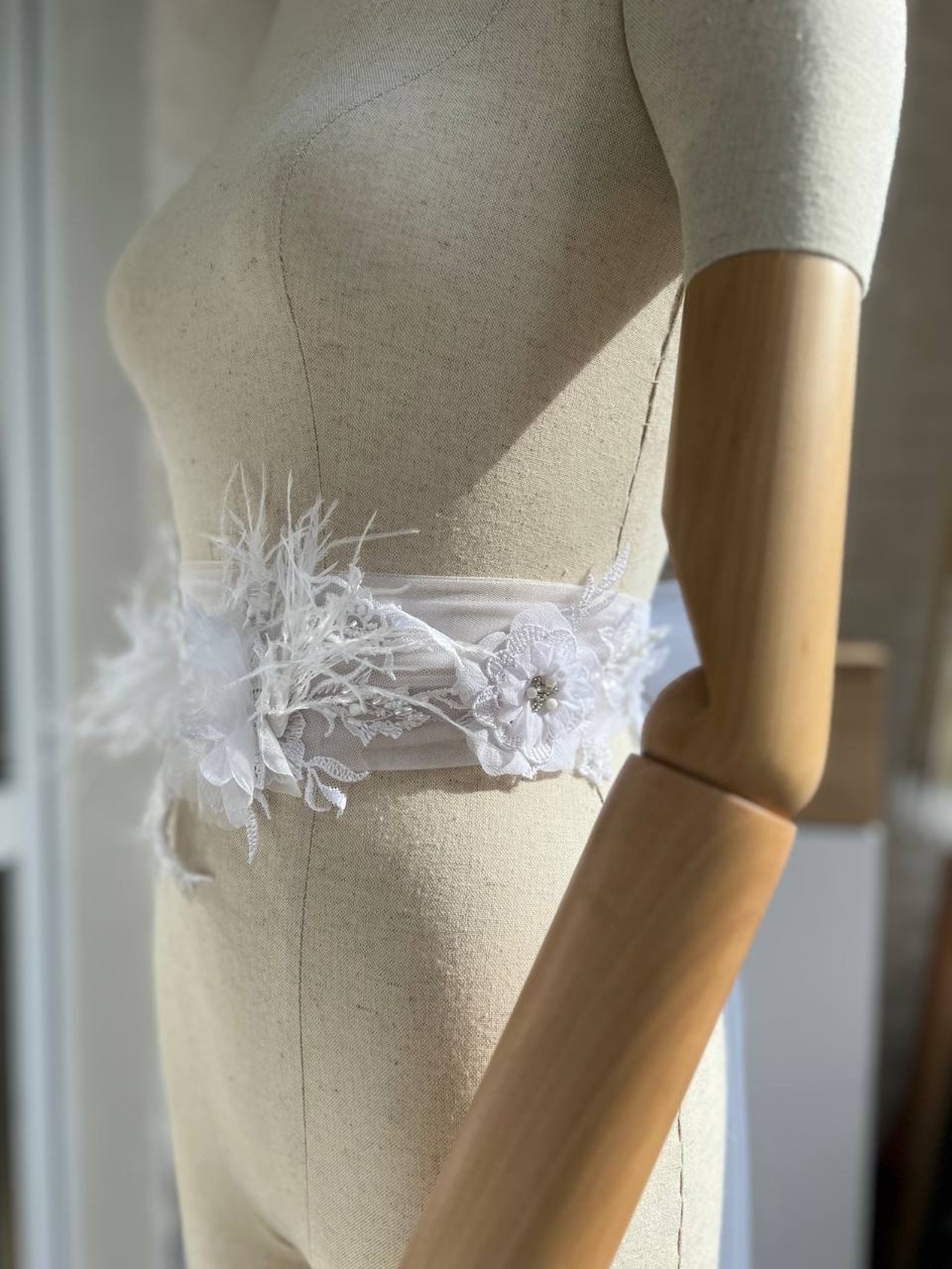 Vintage Rustic Wedding Sash/belt, Ivory Sash Belt White Flowers, Belt ...