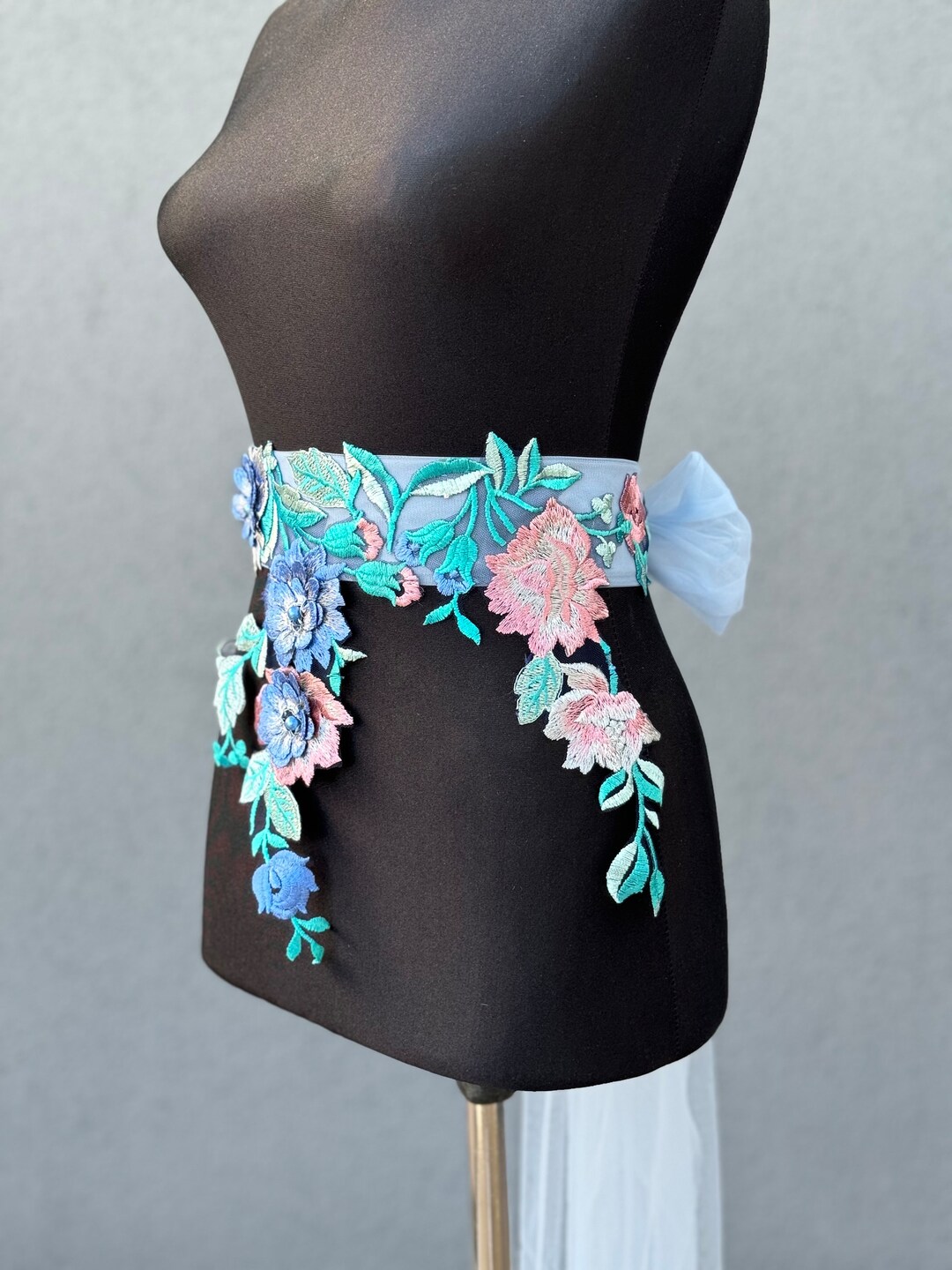 Light Blue Lace Sash, Bridal Light Blue Sash, Bridesmaid Blue Sash ...