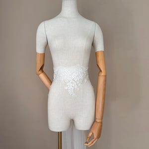 Tulle Bow Bridal Sash, Ivory Flower Beaded Lace Sash Belt, Wedding Sash ...