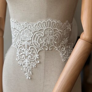Tulle Bow Bridal Sash, Ivory Flower Beaded Lace Sash Belt, Wedding Sash ...