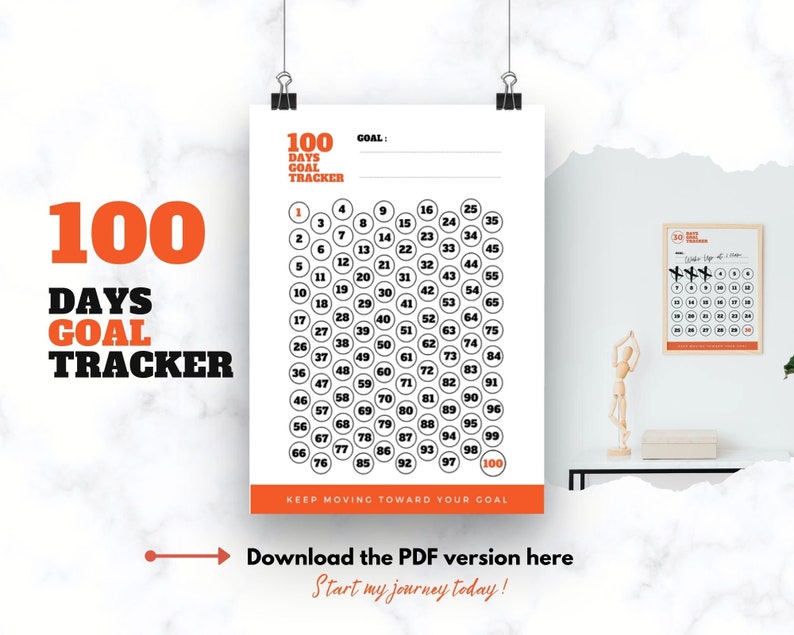 100 Days Goal Tracker - Etsy