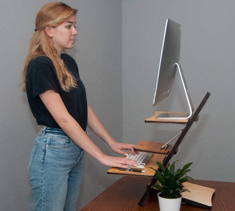 Standing Computer Work Desk - Precision Cut Hand Rubbed Oil Finish ...