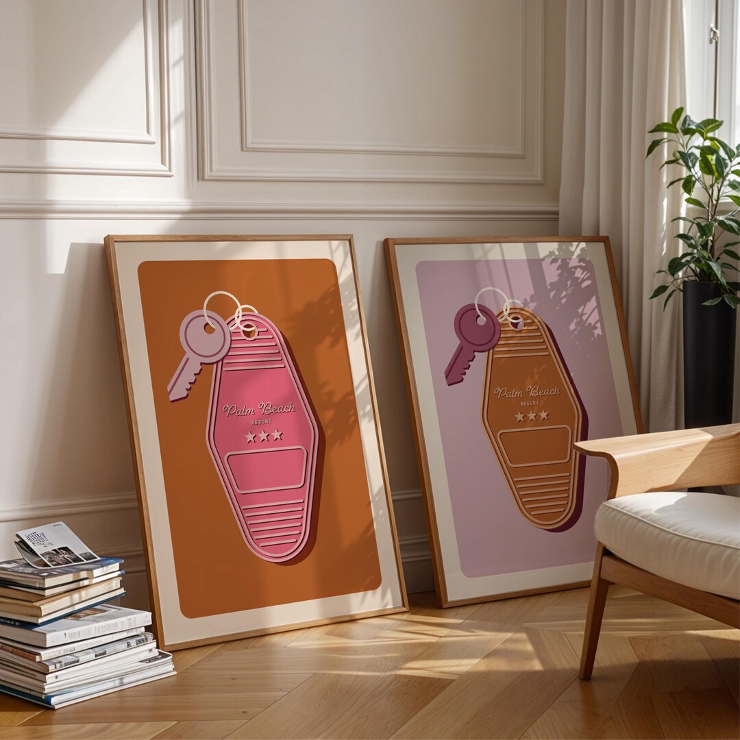 Retro Hotel Keychain Poster | Digital Download | Printable Wall Art ...