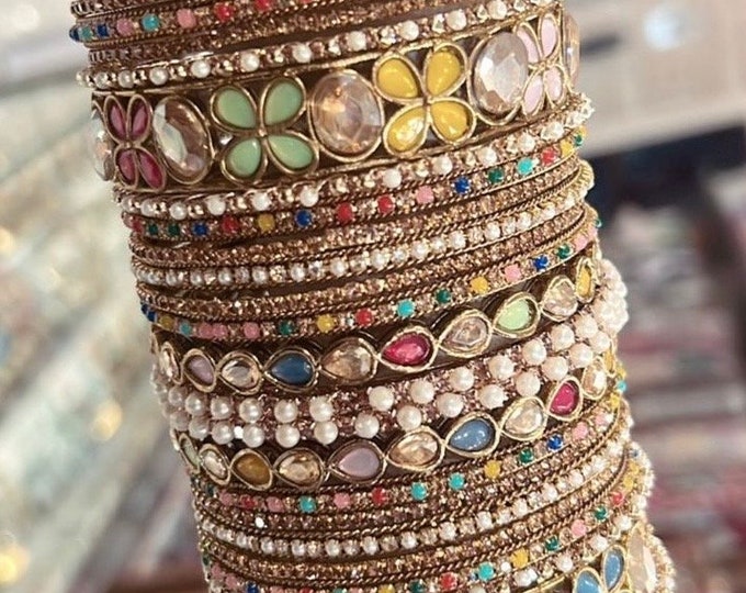 Gorgeous Indian Punjabi Bollywood Bangles/kangan Sets in Multi Colours ...
