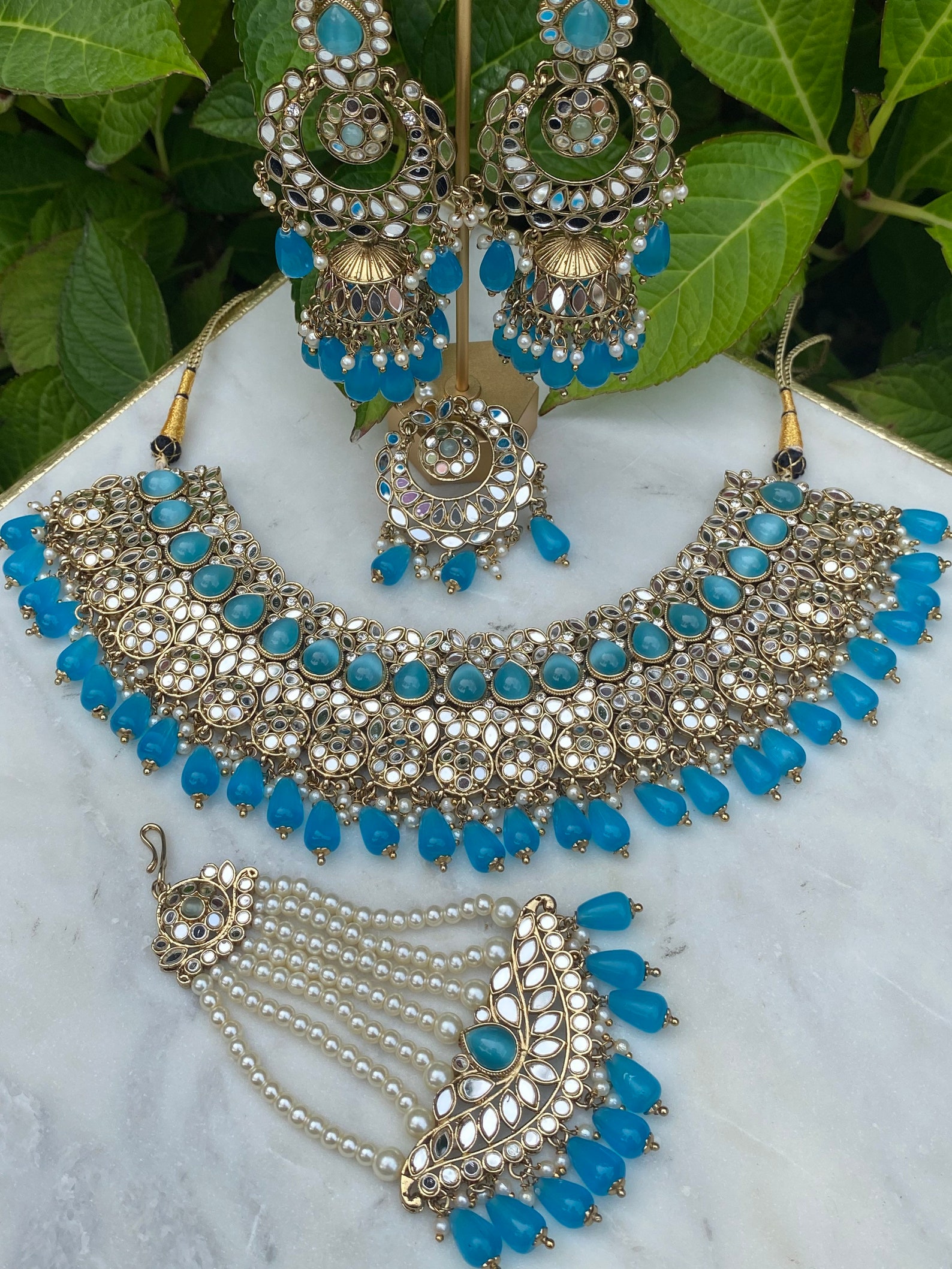 Indian Punjabi Bollywood Style Sheesha/mirror Jewellery Set Includes ...