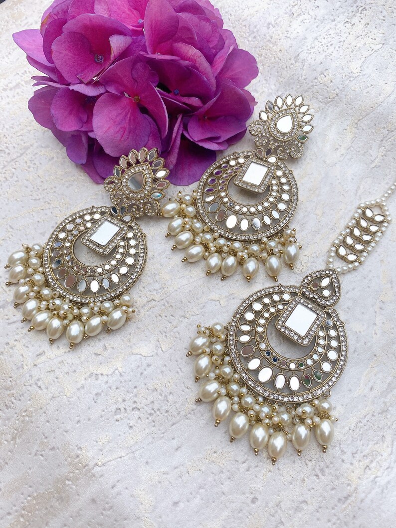 Beautiful Indian Punjabi Bollywood Style Mirror Sheesha Earrings and ...