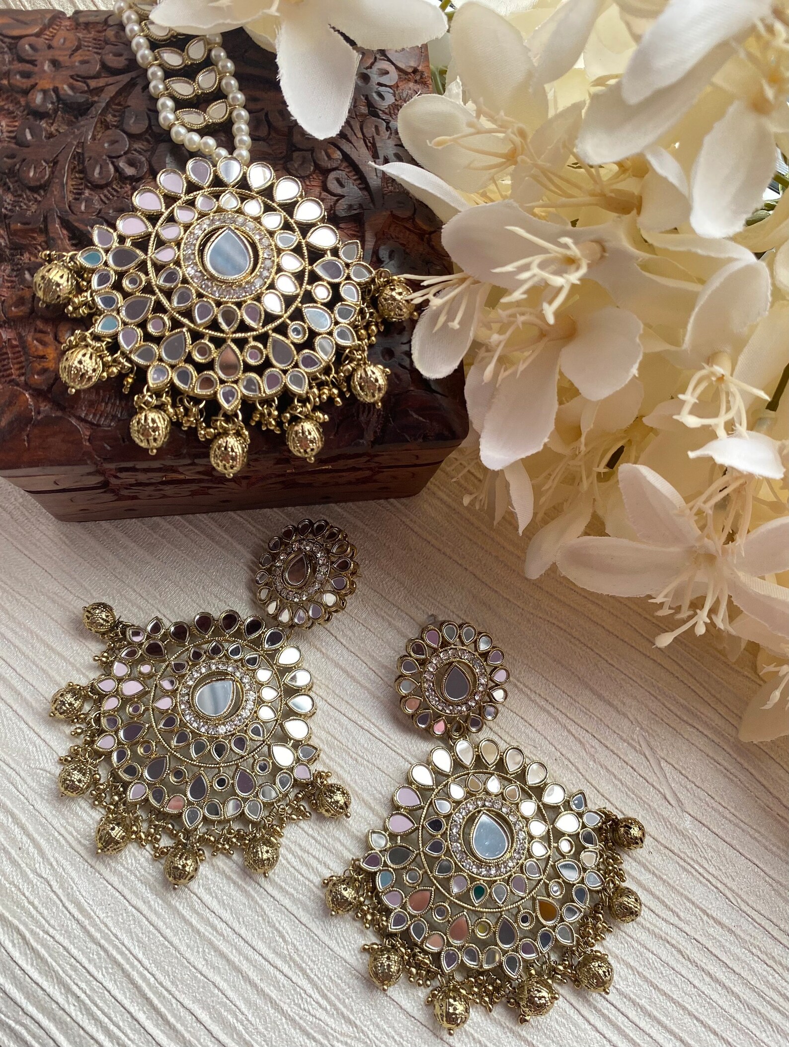 Beautiful Indian Punjabi Bollywood Style Mirror Sheesha Earrings and ...