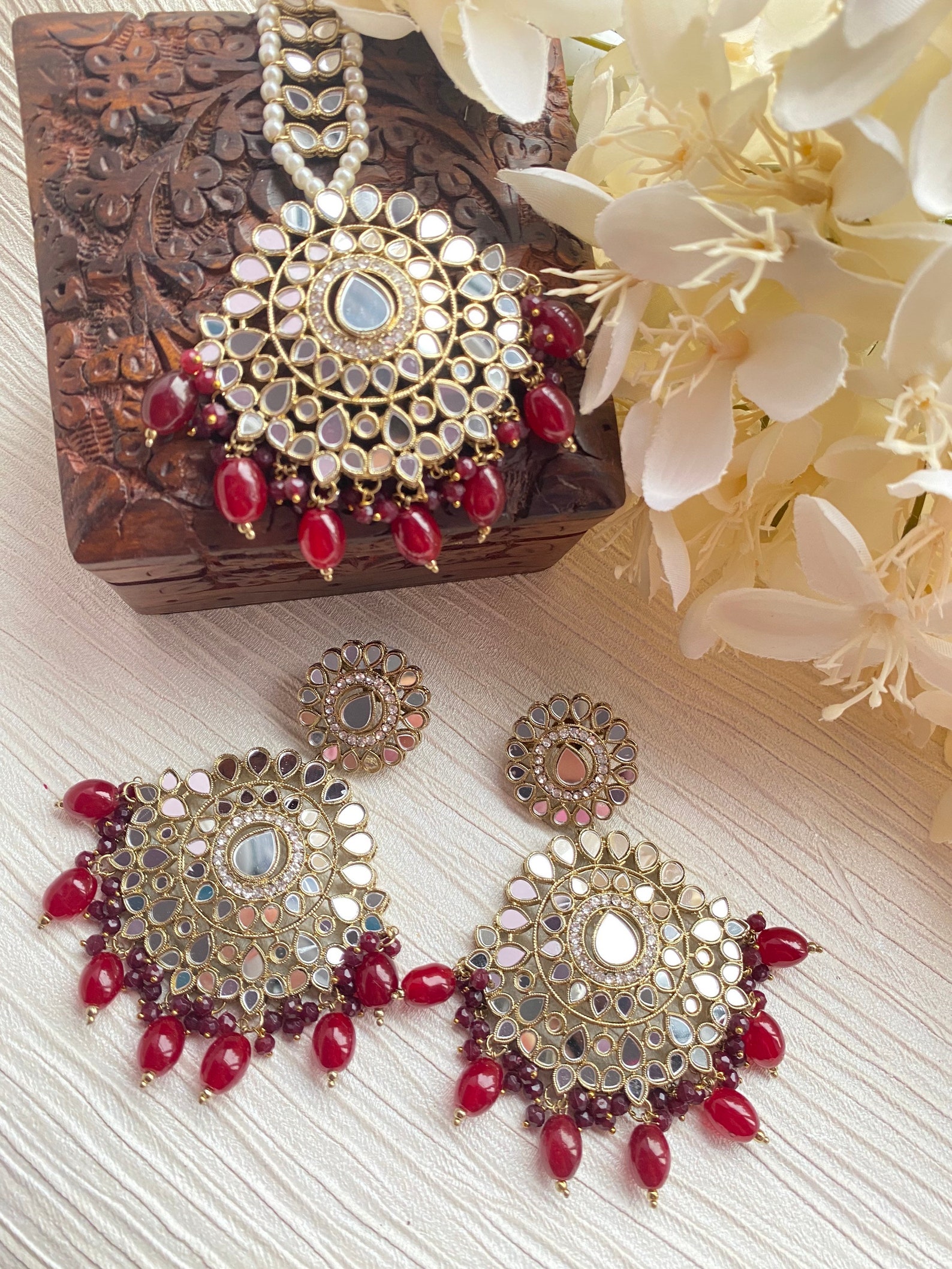 Beautiful Indian Punjabi Bollywood Style Mirror Sheesha Earrings and ...