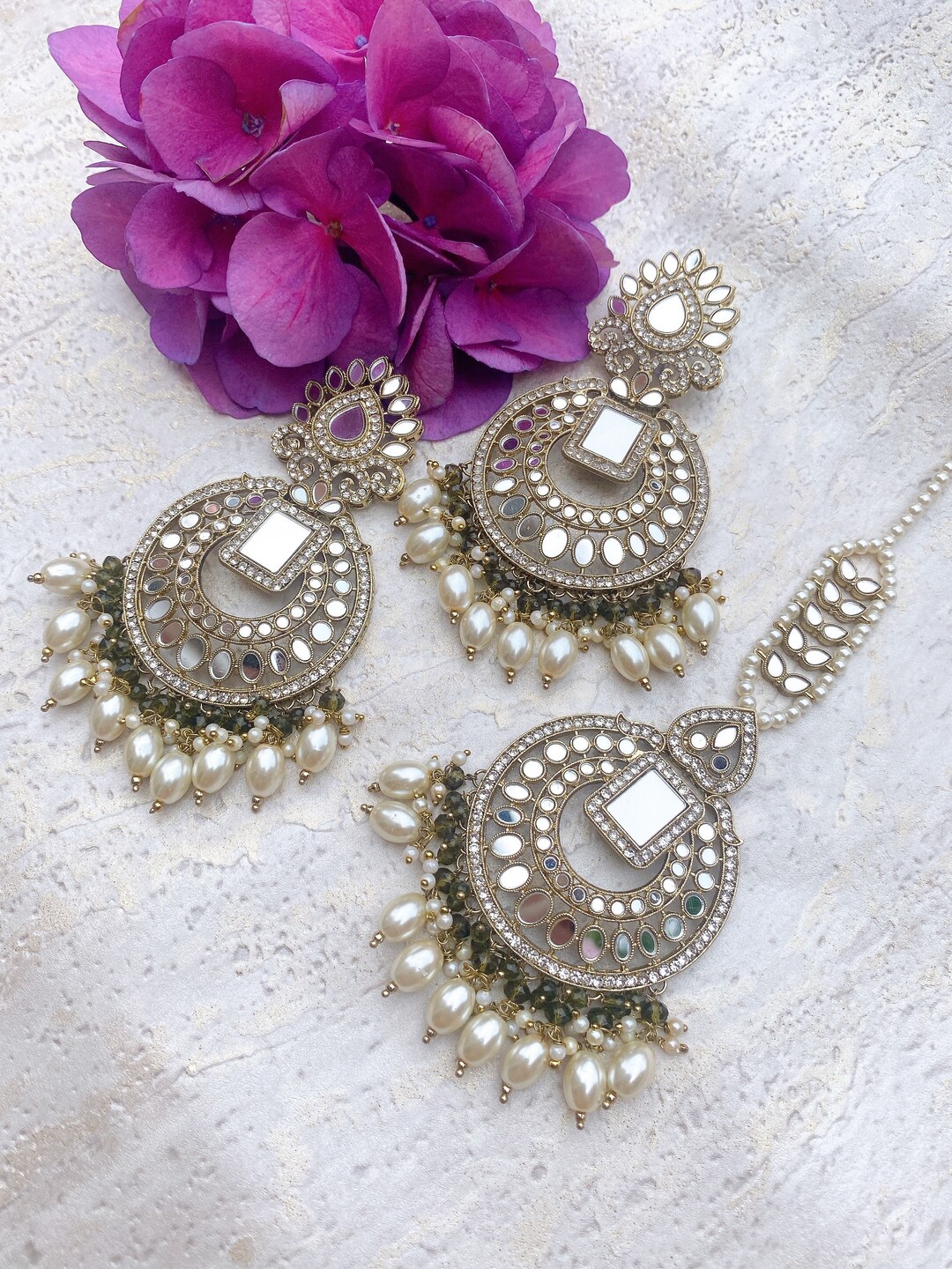 Beautiful Indian Punjabi Bollywood Style Mirror Sheesha Earrings and ...