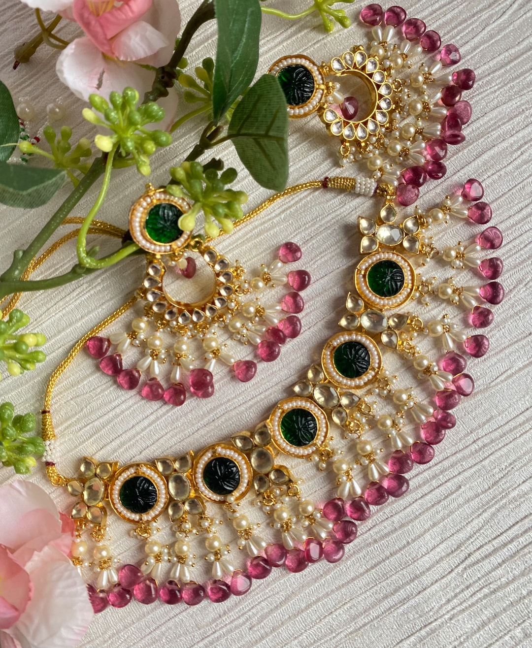 Stunning Pachi Kundan Jewellery Sets Includes Necklace and Earrings in ...