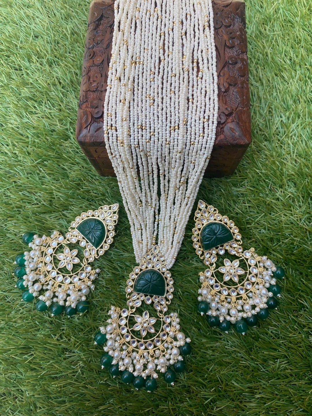 Indian Bollywood Punjabi Long Mala Kundan Sets in Variety of Colours - Etsy