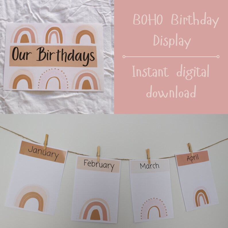 Classroom Birthday Display | BOHO Rainbow Classroom Decor | Birthday ...