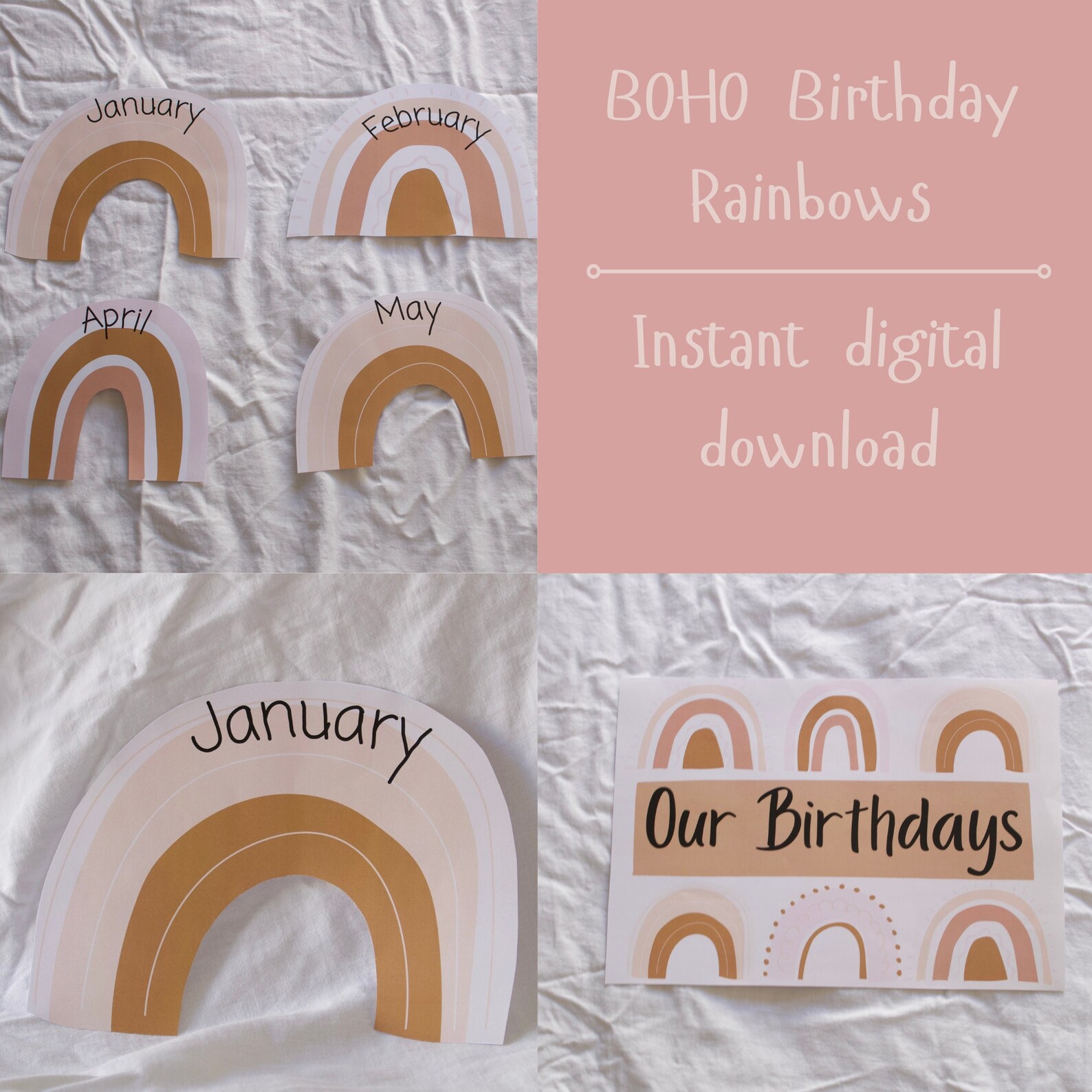 BOHO Rainbow Birthday Display | Birthday Chart | Preschool | Birthday ...