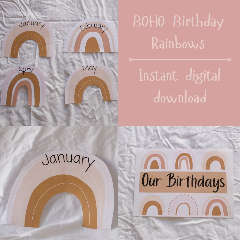 BOHO Rainbow Birthday Display | Birthday Chart | Preschool | Birthday ...