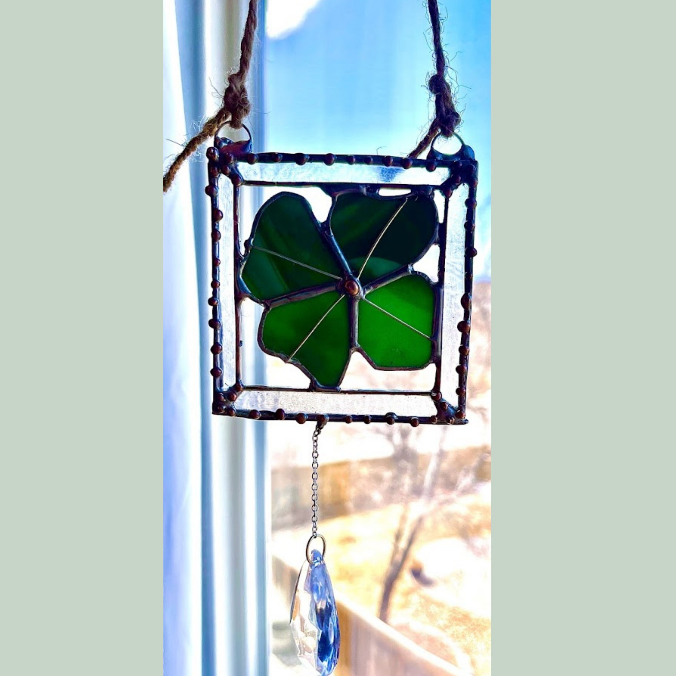 Outdoor & Gardening Home & Living Stained glass Clover leaves on the ...