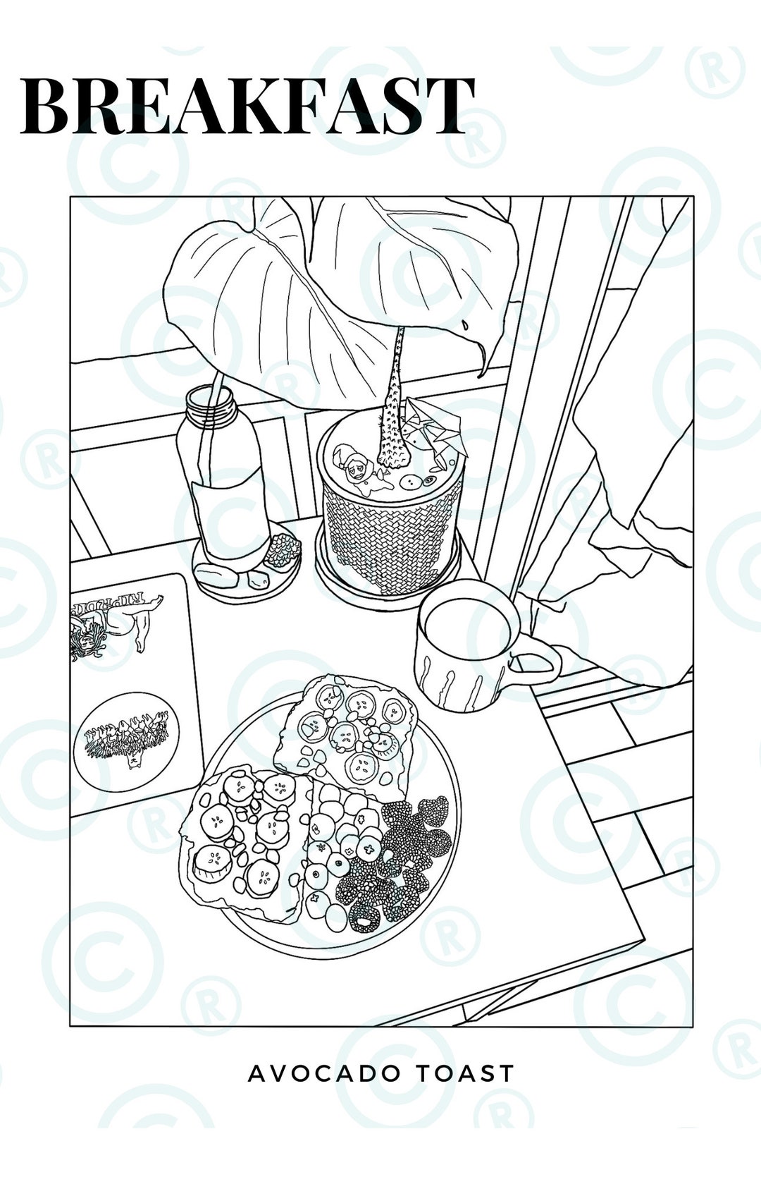 Breakfast Coloring Page - Etsy