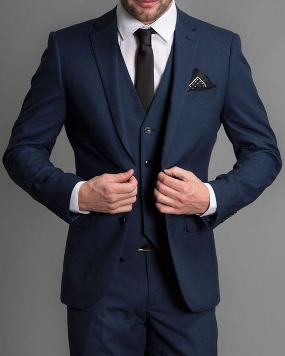 Man Blue Suit3 Piece Suitwedding Prom Dinner Party Wear - Etsy