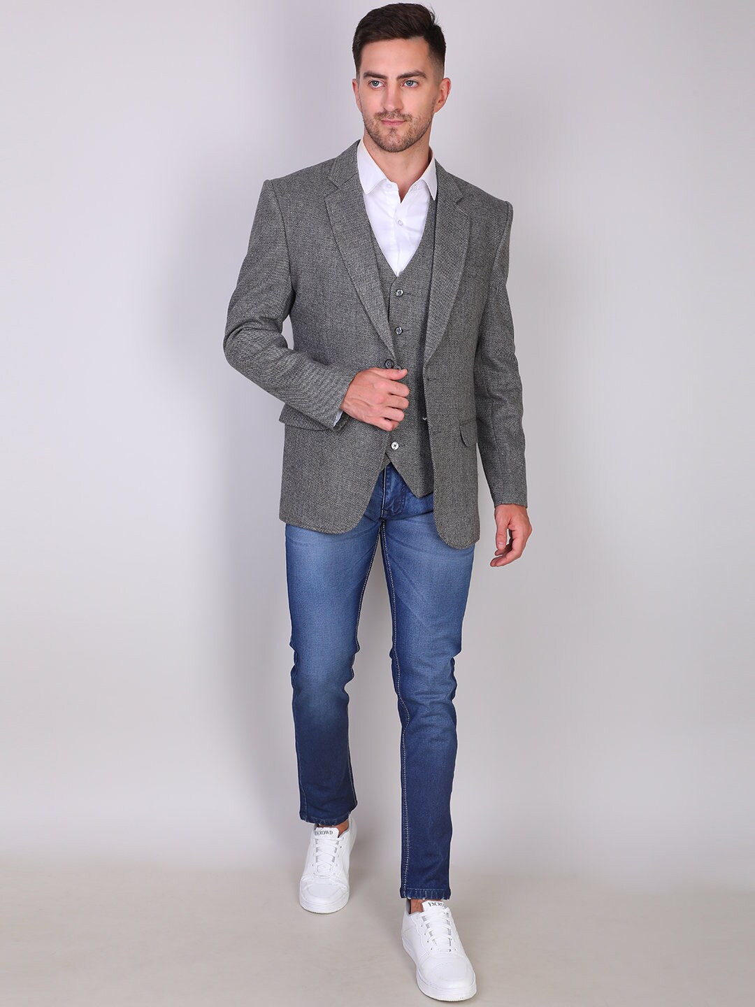 Mens Grey Blazer With Jeans