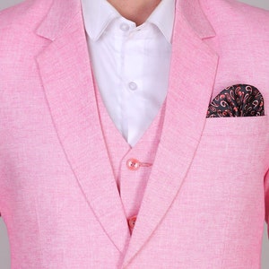 Bespoke Suit-man Pink Linen 3 Piece Suit-prom Dinner Party - Etsy