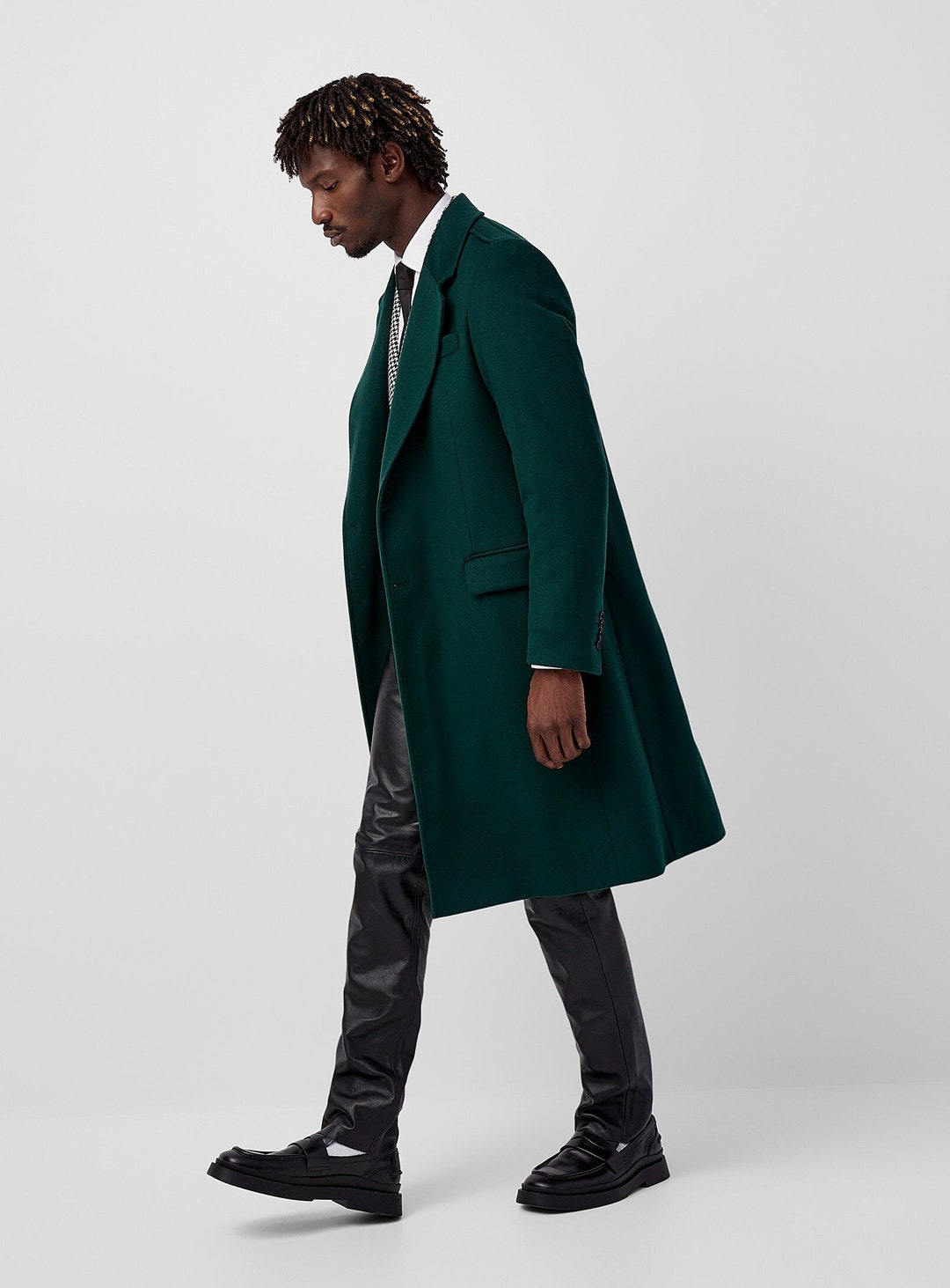 Man Coat-trench Style Coat-green Overcoat-winter Coat-woolen Jacket ...