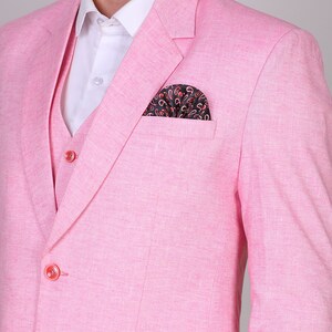 Bespoke Suit-man Pink Linen 3 Piece Suit-prom Dinner Party - Etsy