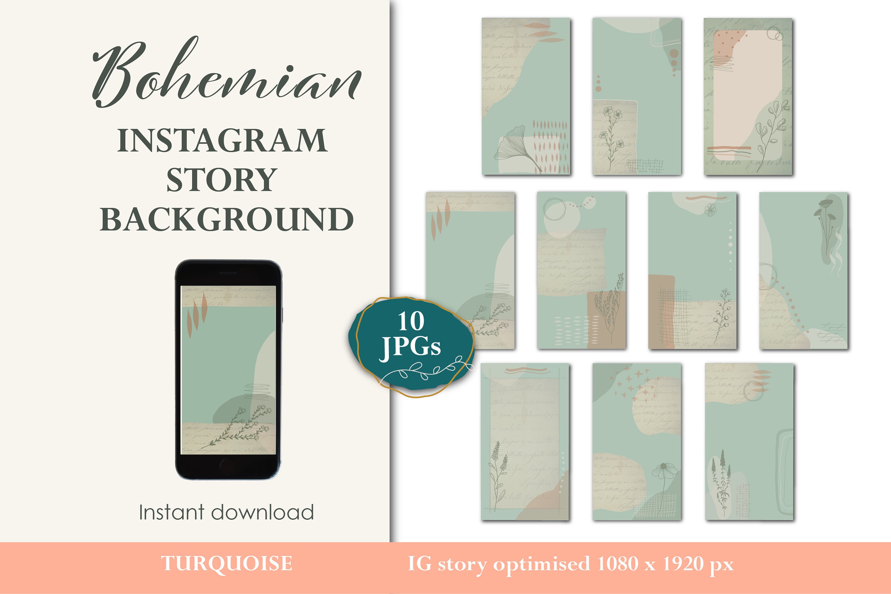 58 Instagram Aesthetic Story Template Set Botanical Jpg Phone ...