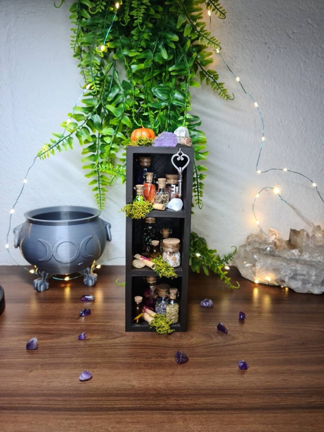 Book Nook Miniature Witch Cabinet Curiosities Apothecary Cabinet Bones ...