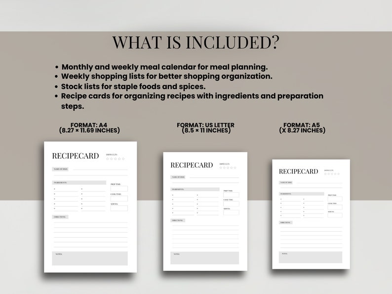 Simple Monthly and Weekly Meal Planner Workbook Easy Meal Planning ...